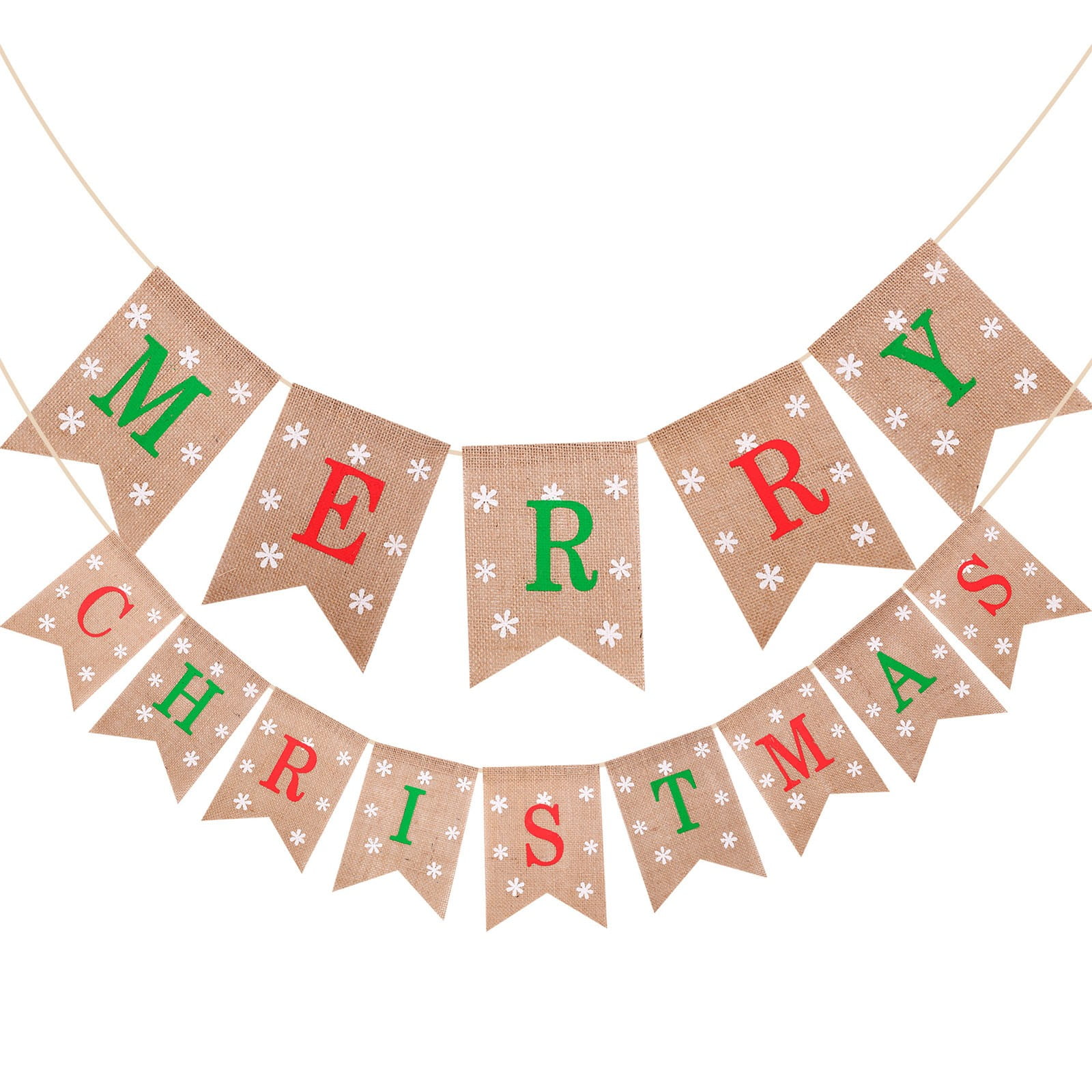 Holloyiver Merry Christmas Banner, Burlap Christmas Red Green Snowflake ...