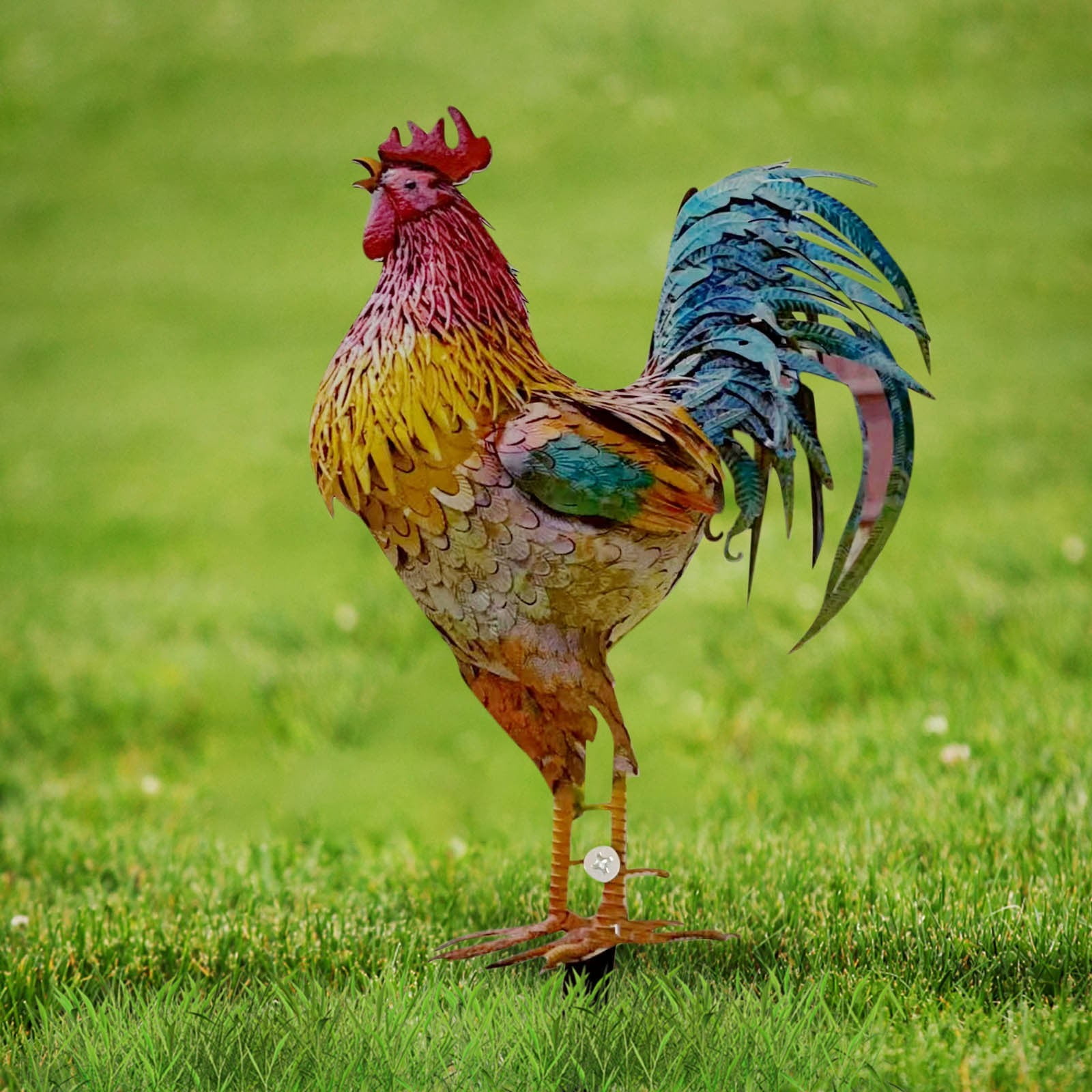 Holloyiver Metal Rooster Decor, Yard Chicken Decorations, Outdoor ...