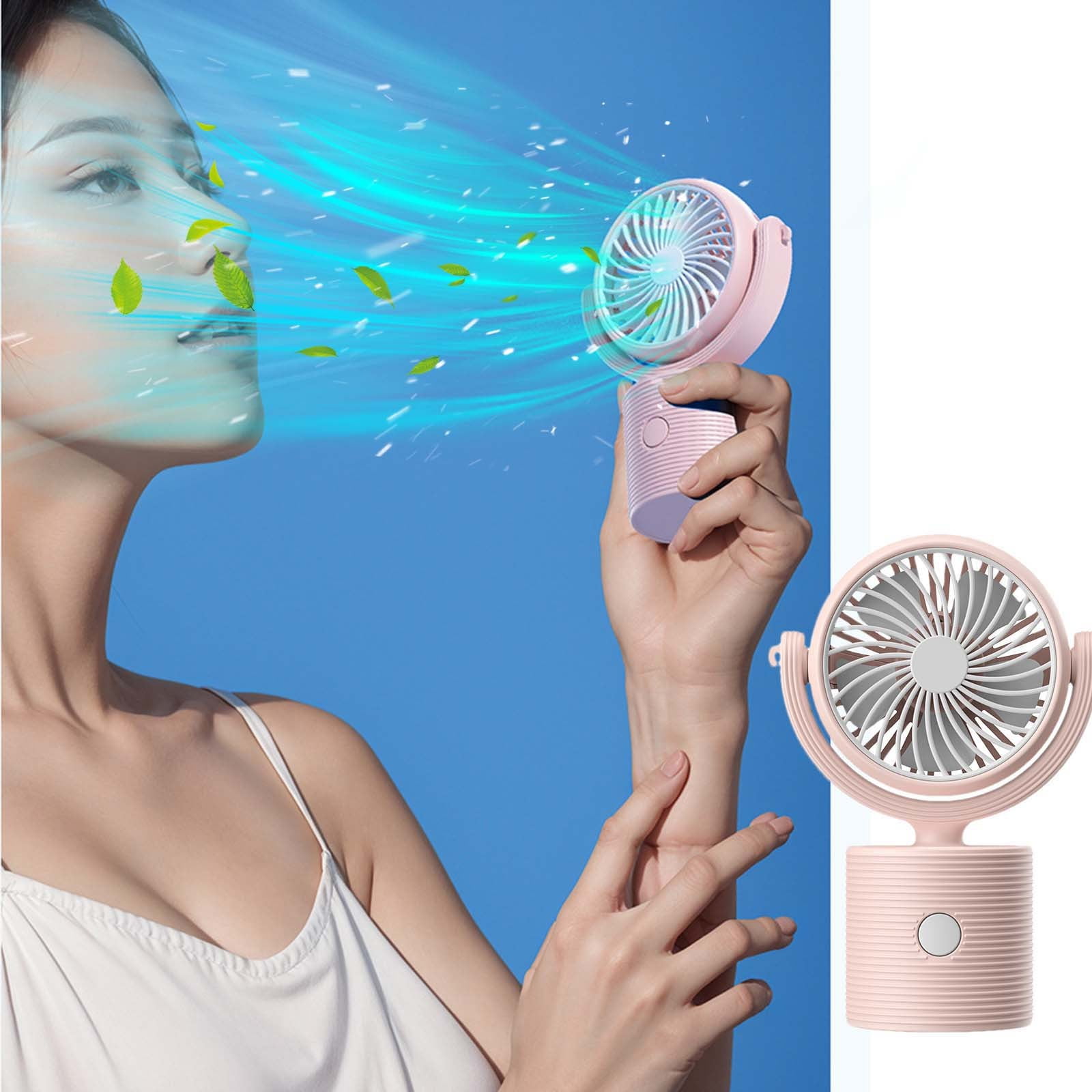Holloyiver Mini Handheld Fan, 3 Speed Portable Personal Fan Hanging ...