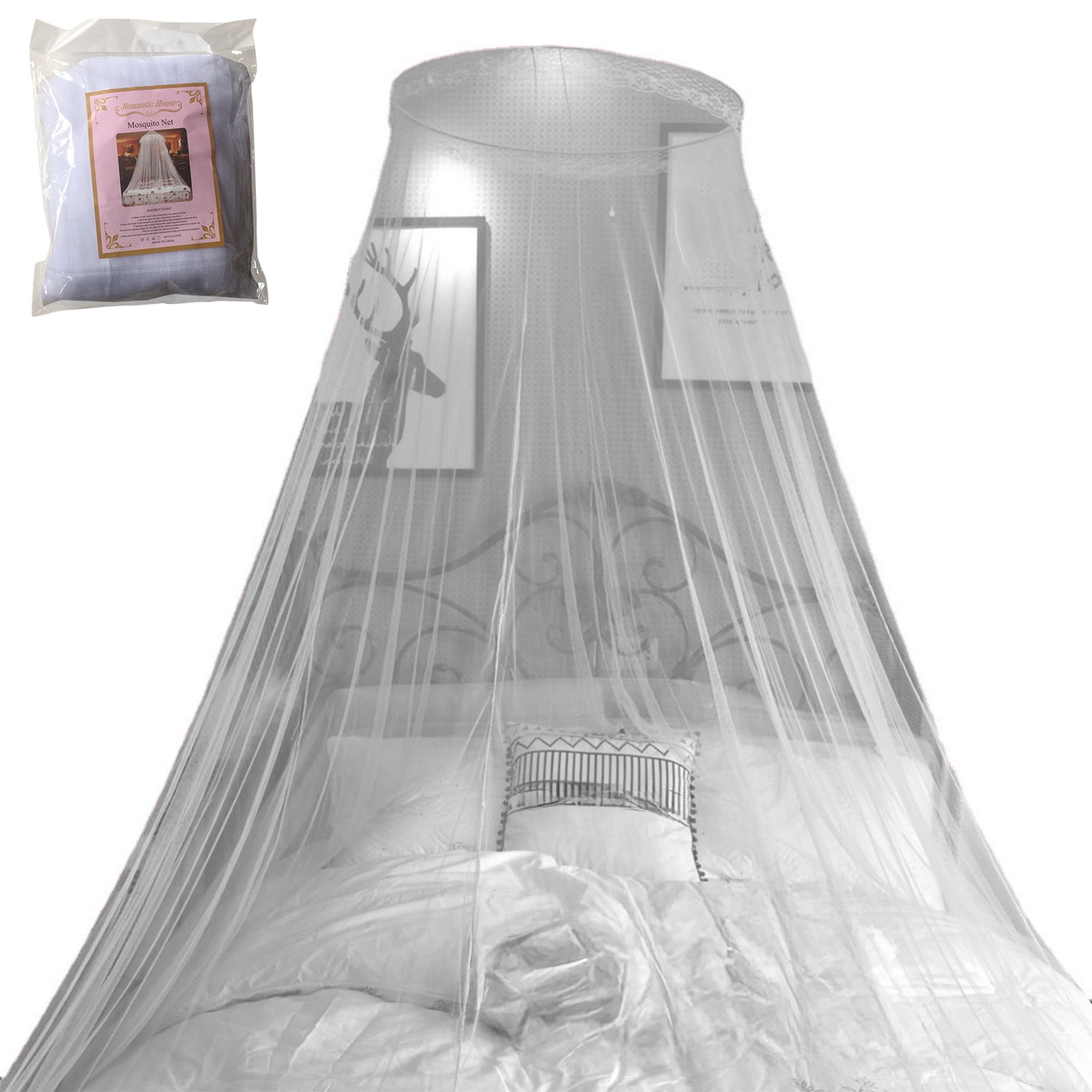 Holloyiver Mosquito Net Bed Canopy for Girls, King Canopy Bed Curtains ...