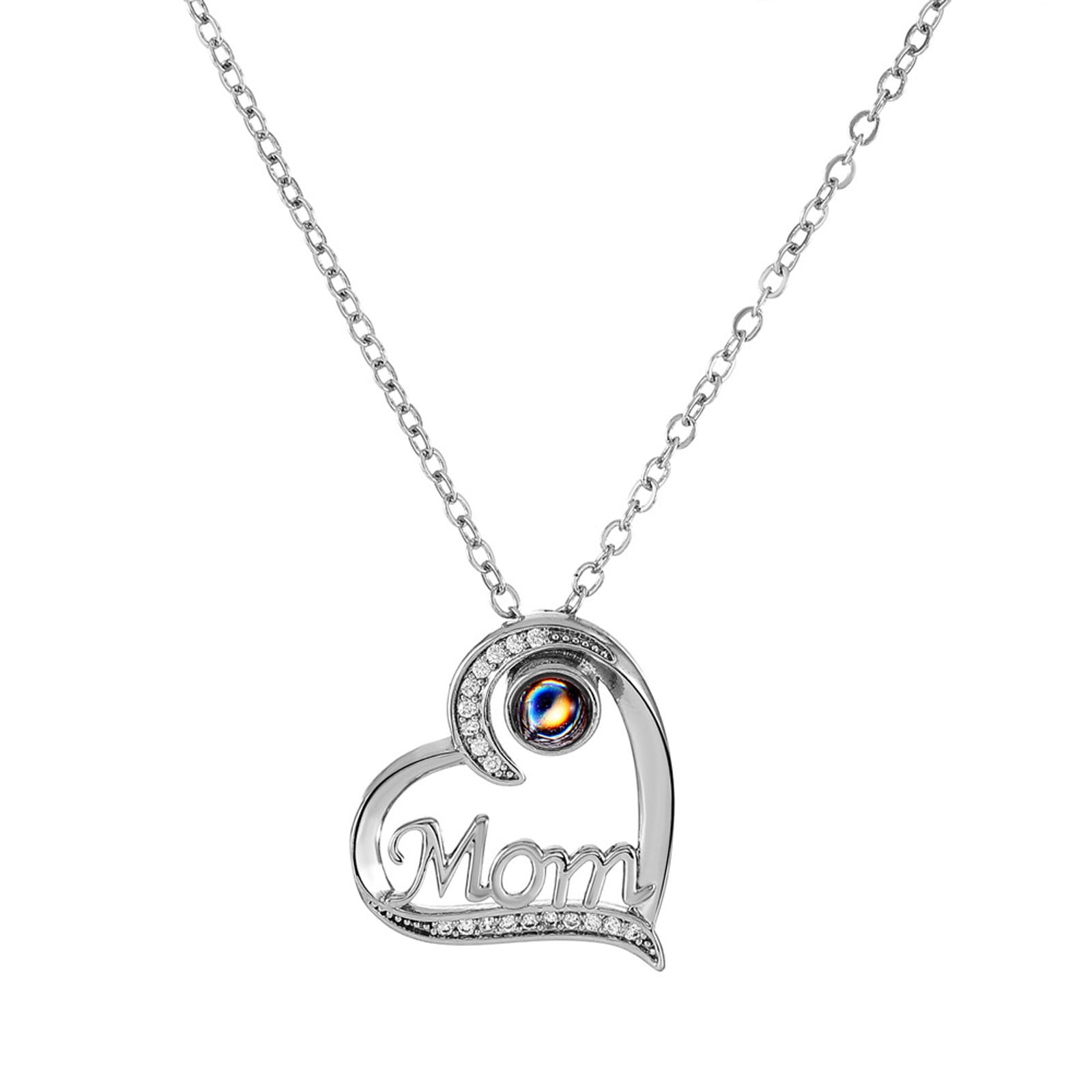 Holloyiver Mother's Day Gift, Necklaces for Women, Mom Letters Heart ...