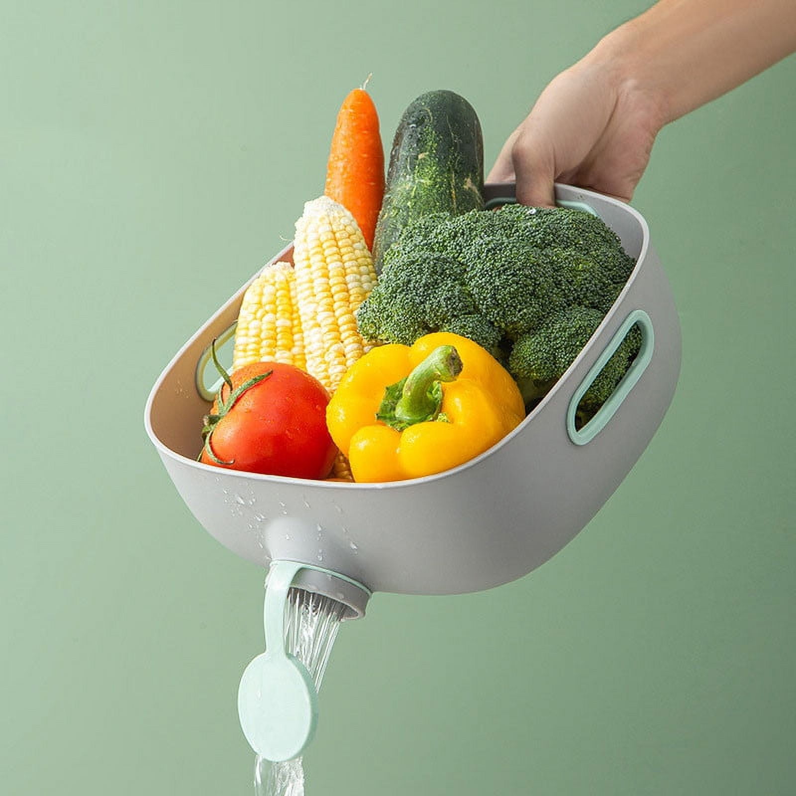 Holloyiver Multipurpose Fruit Vegetables Drain Basket, Grain Washer ...