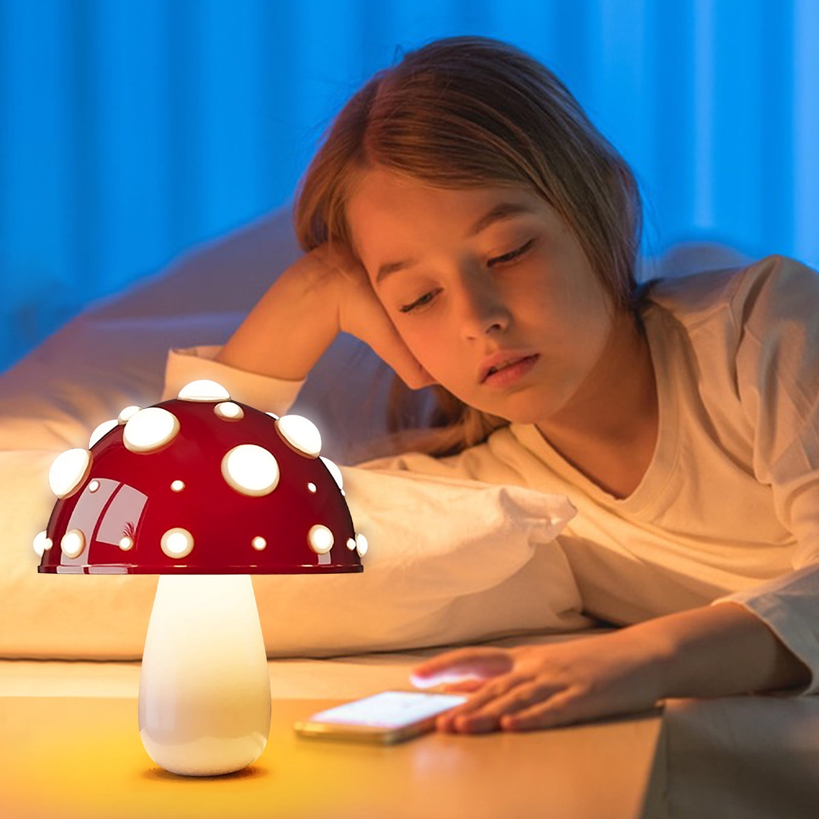 Holloyiver Mushroom Lamp, Small Table Bedroom Lamps, Cute Bedside Lamps ...