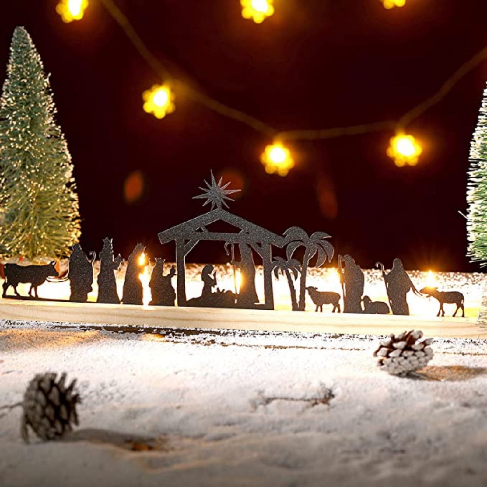 Holloyiver Nativity Scene Nativity Sets for Christmas Indoor Black ...