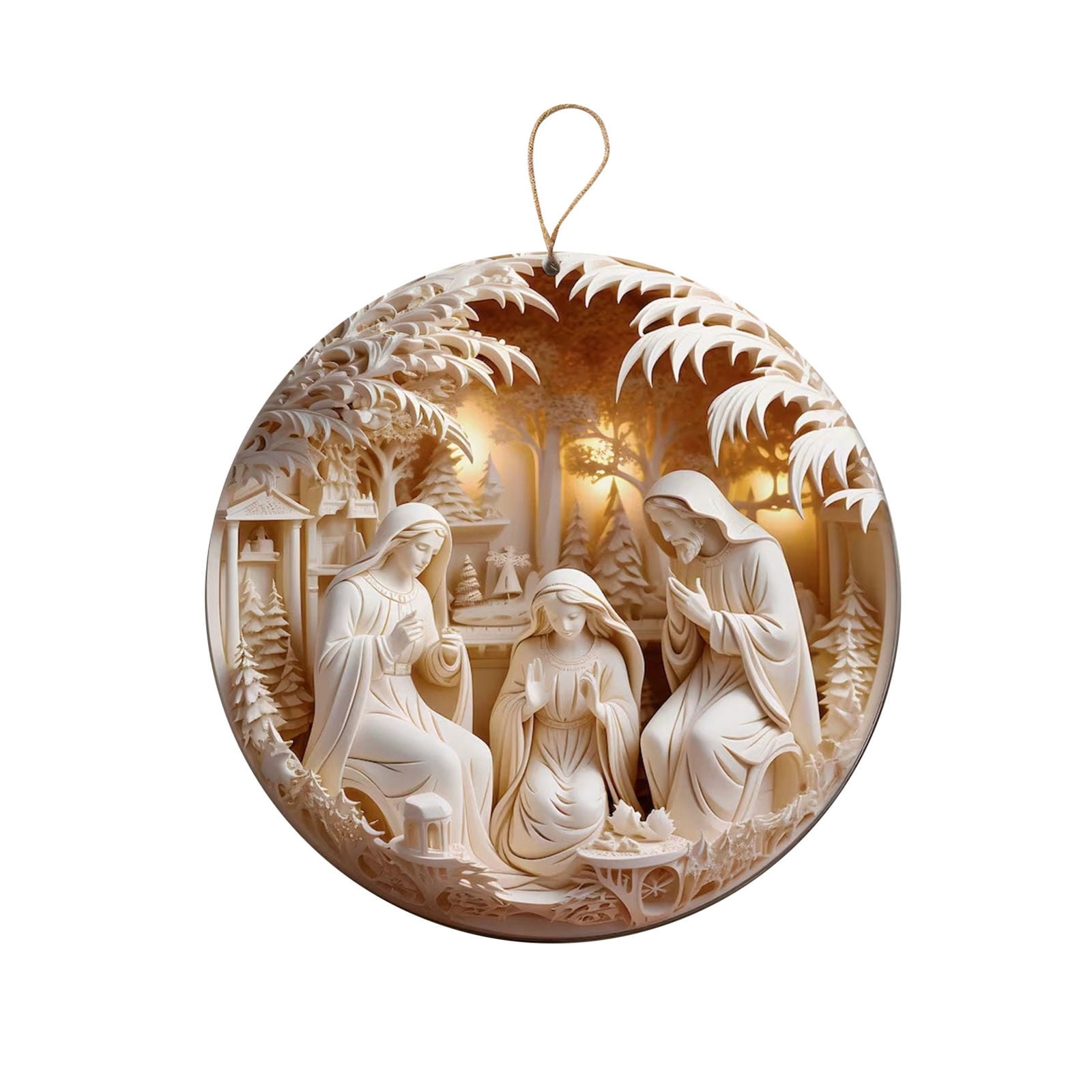Holloyiver Nativity Scene Ornaments Christmas Acrylic 3d Hanging Ornament Pendant For Xmas Tree