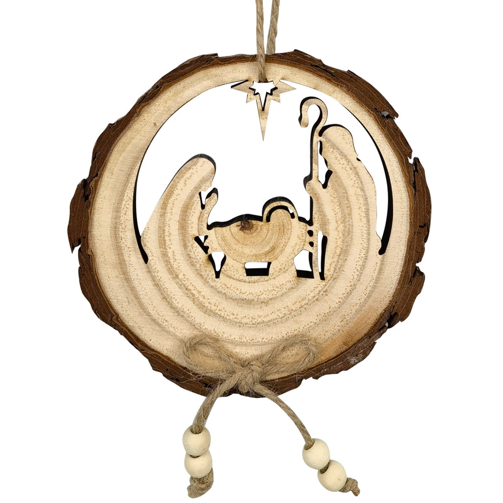 Holloyiver Nativity Scene Ornaments Christmas Wooden Hanging Ornament ...