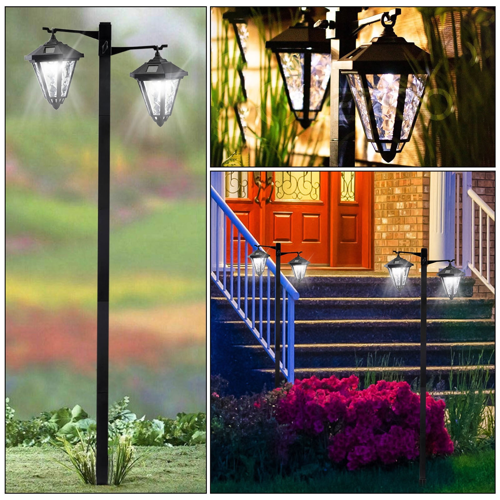 Holloyiver Outdoor Solar Lamp Post Lights, Solar Floor Lamps Outdoor ...