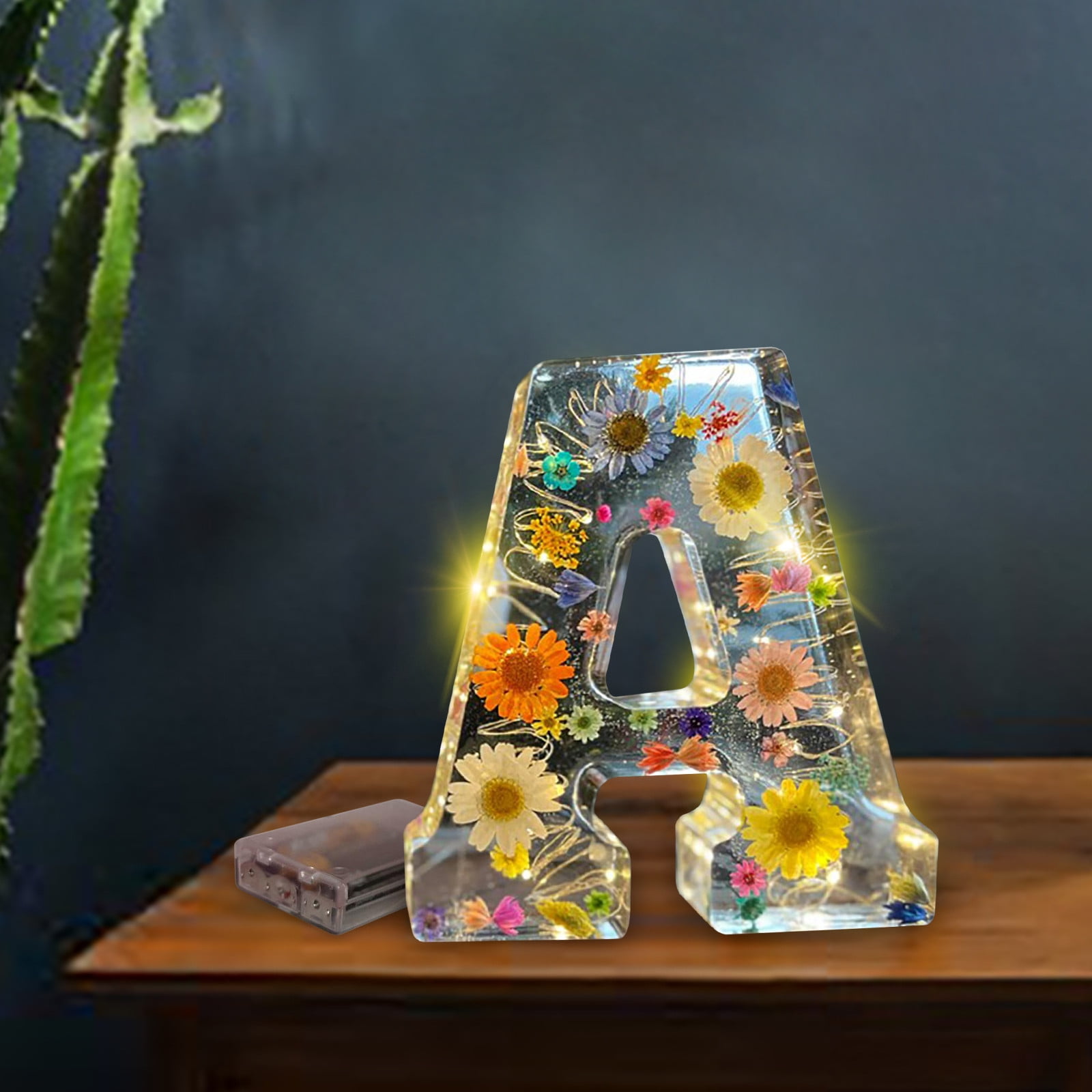 Holloyiver Personalized Flower Resin Letter Lights, DIY Handmade Custom ...