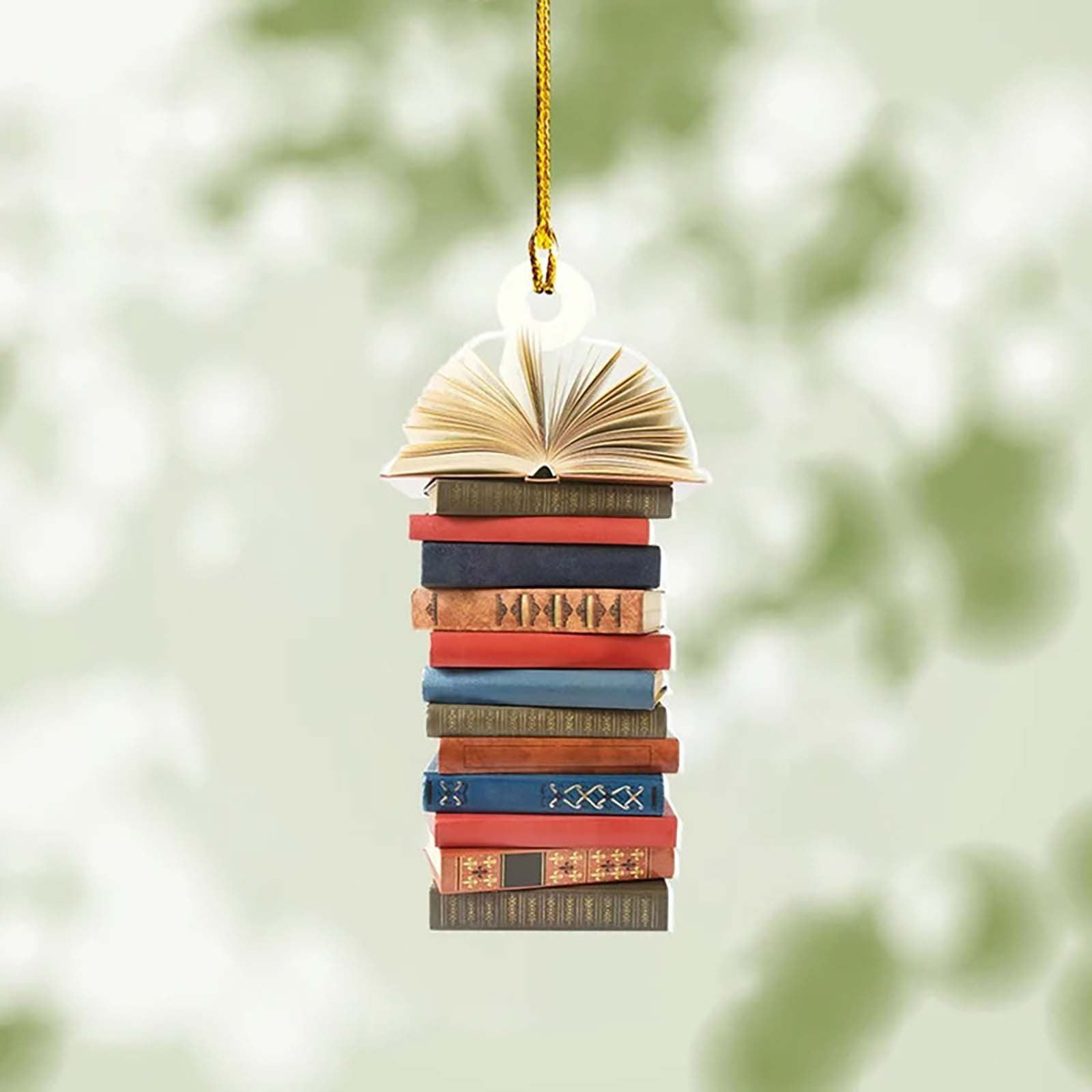 Holloyiver Personalized Ornament Book, Stack Book Ornament, Book Lover ...