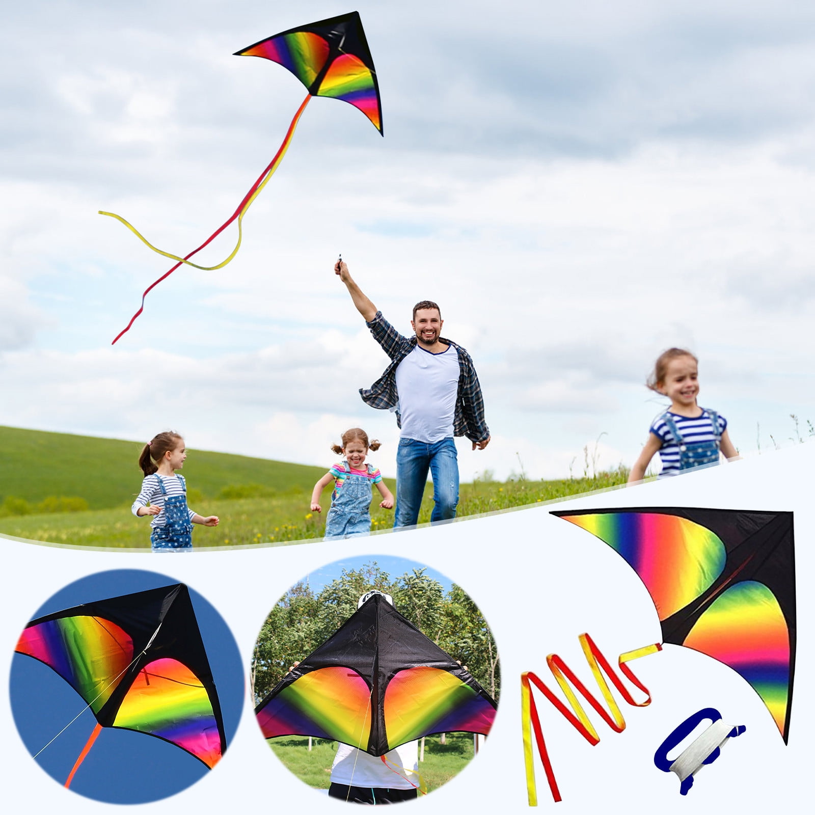 Holloyiver Rainbow Delta Kite, Kites for Kids Adults Easy to Fly, Long ...