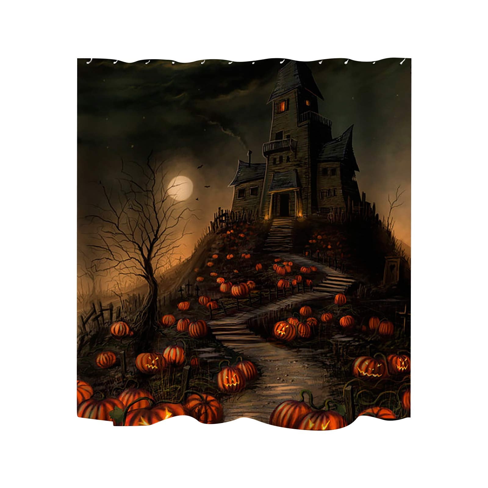 Holloyiver Scary Halloween Shower Curtain Set Waterproof Fabric 60 X