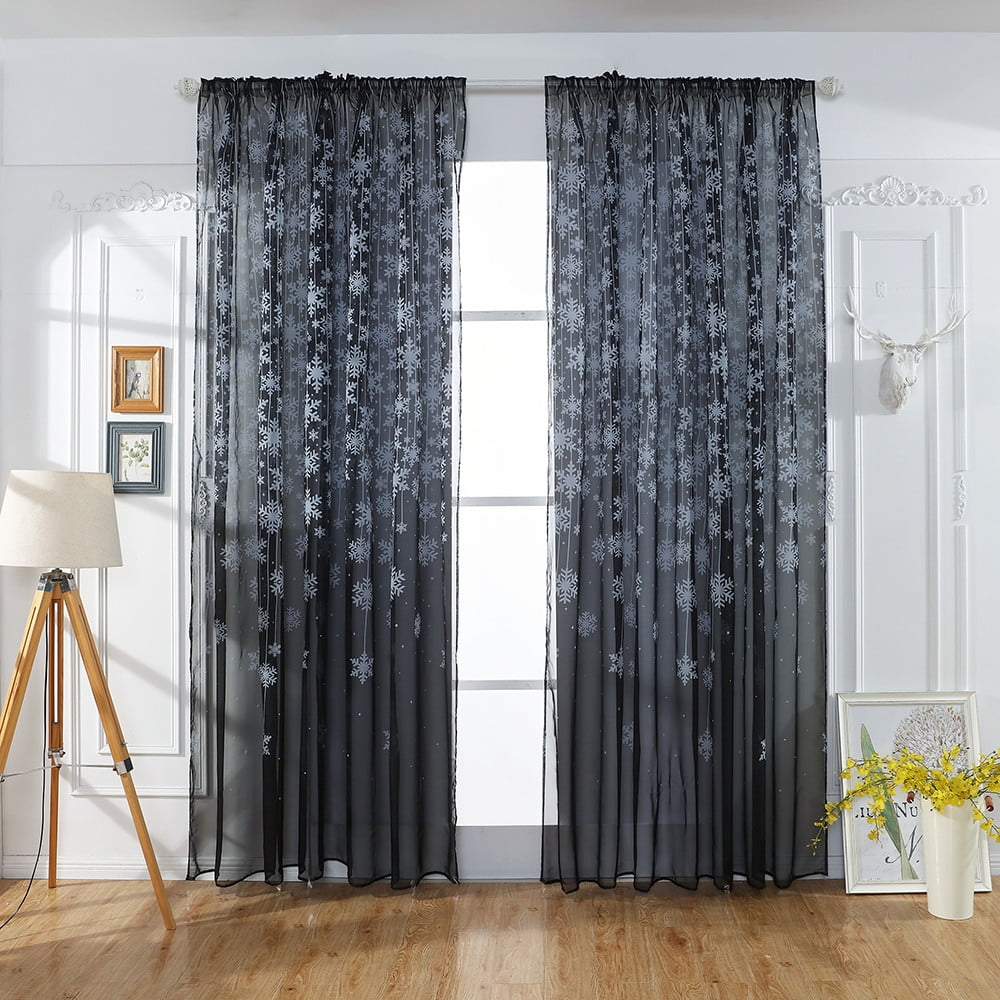 Holloyiver Sheer Snowflake Curtains, Christmas Curtains 31.4''x78.7 ...