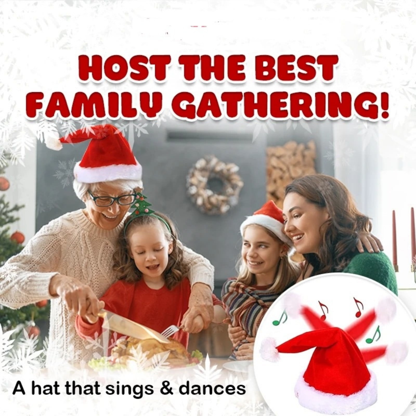Holloyiver Singing and Dancing Christmas Hat, Electric Swing Moving ...