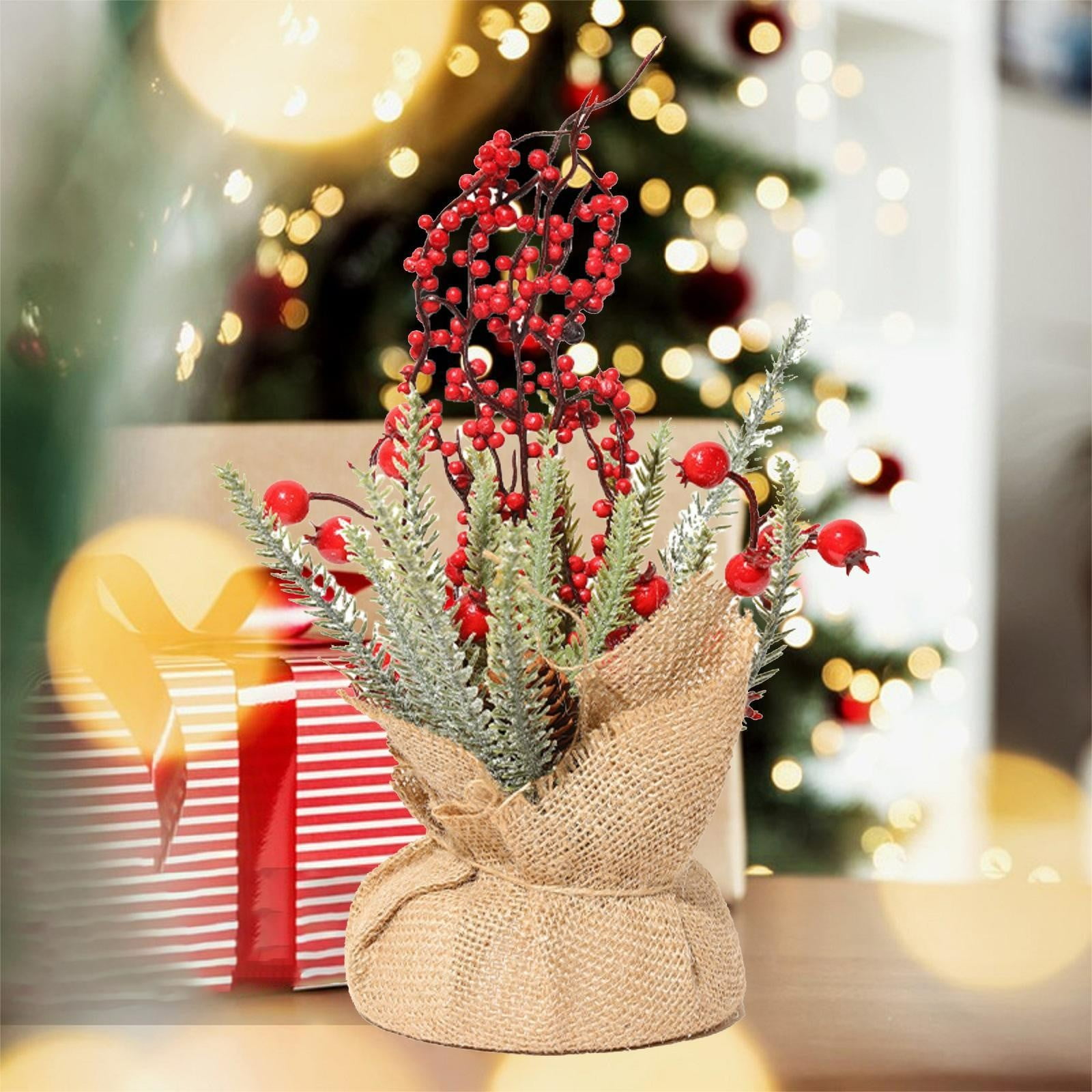 Holloyiver Small Artificial Christmas Tree Centerpieces for Table, 9.8 ...