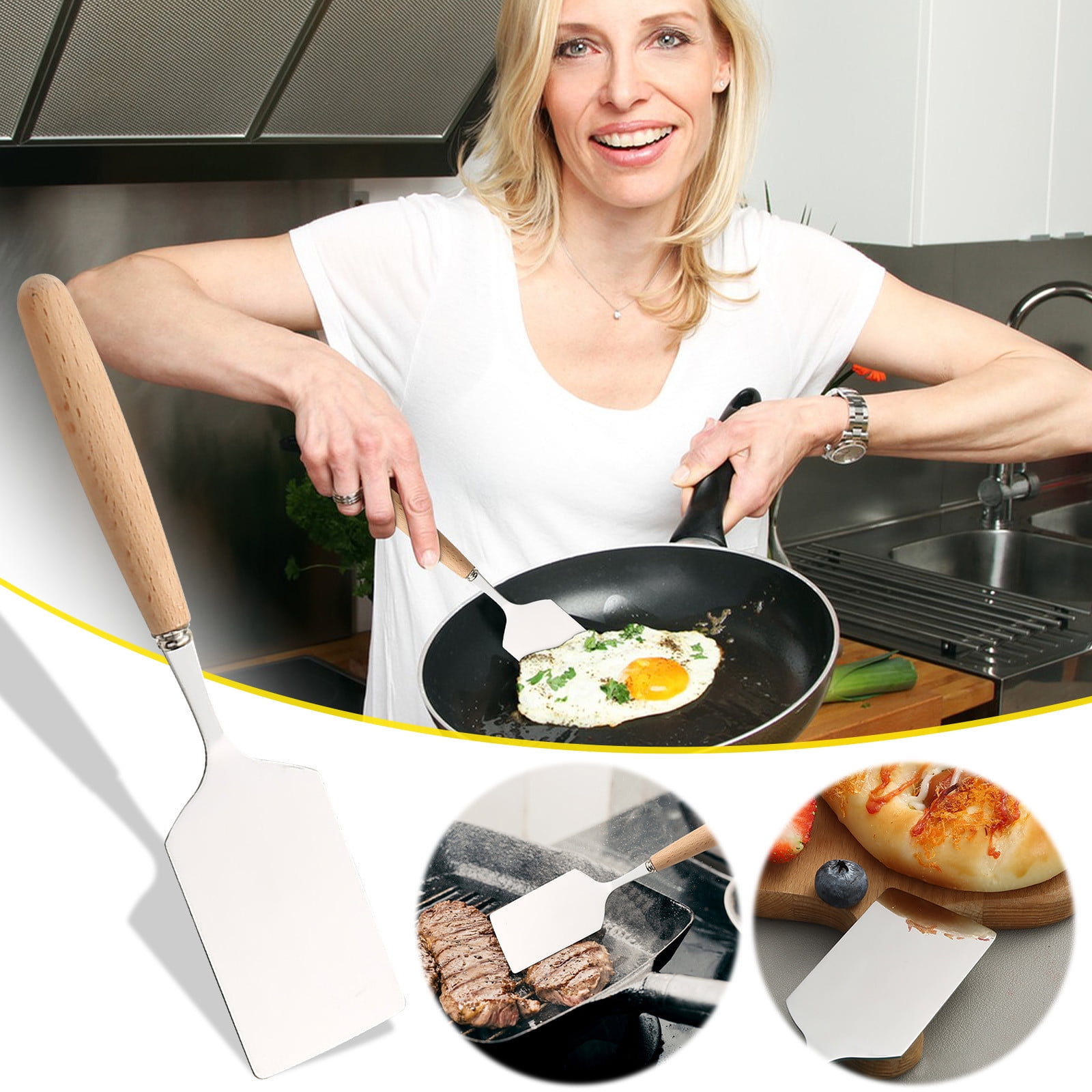 Holloyiver Small Spatula with Beveled Edges, Stainless Steel Spatula ...