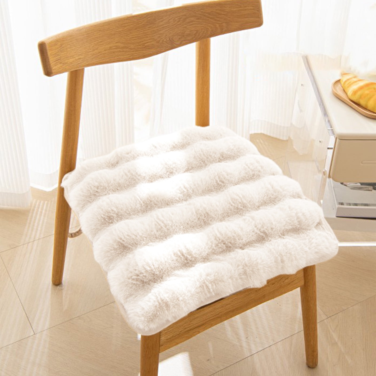 Holloyiver Soft Plush Chair Pads with Ties, Indoor Warmth Square Chair ...