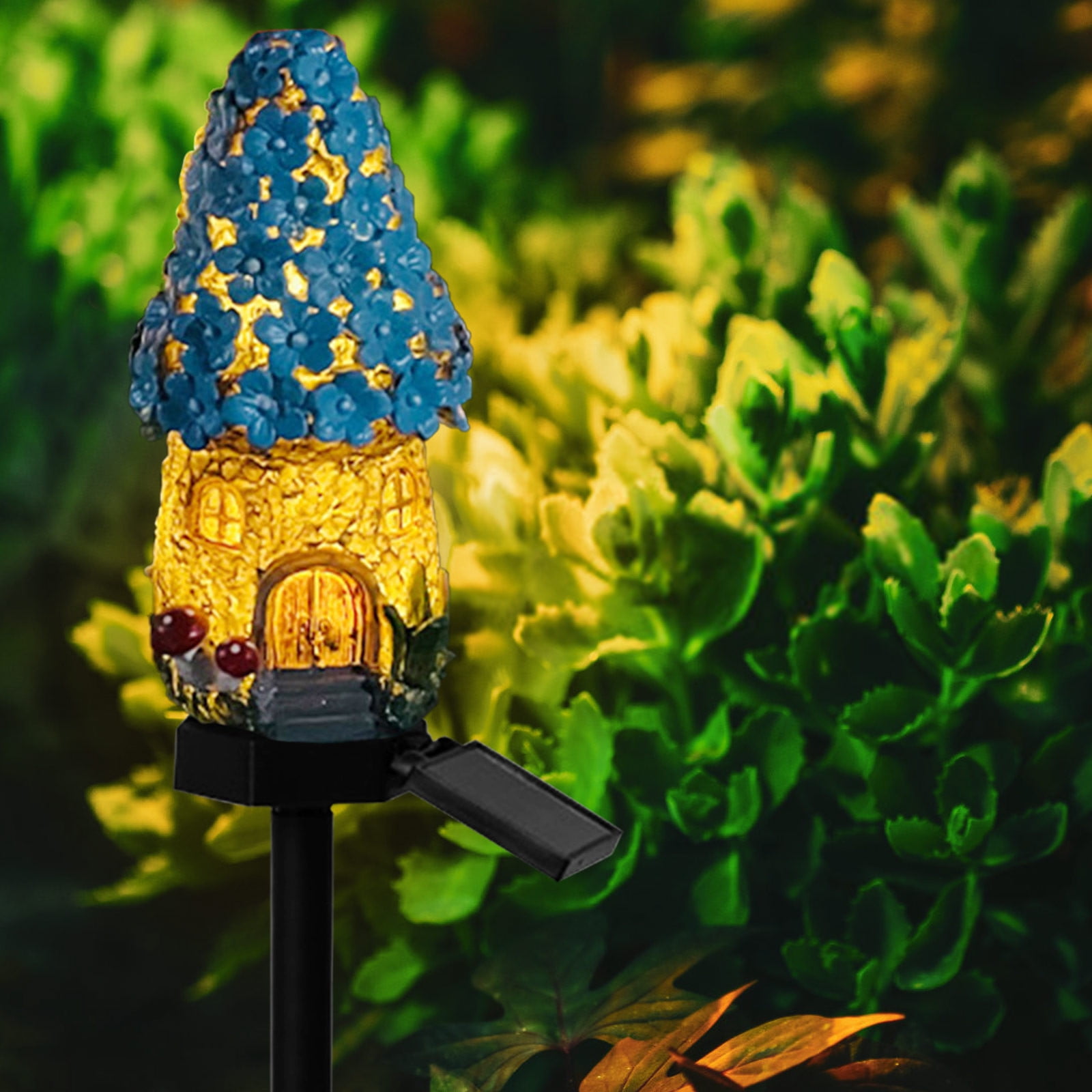 Holloyiver Solar Garden Lights, Cute Elven Bungalow Statues Waterproof ...