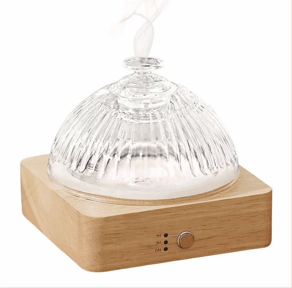 Holloyiver Solid Wood Dome Essential Oil Diffuser with Glass Reservoir ...