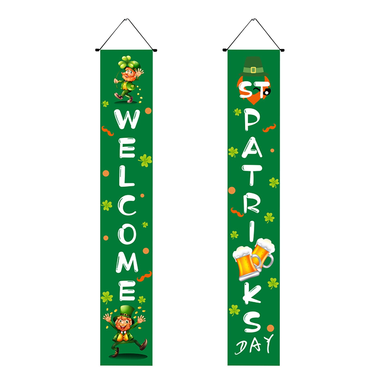 Holloyiver St Patricks Day Door Banner Decoration, Irish Shamrock Front ...