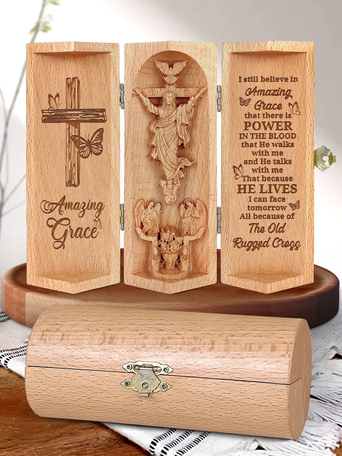 Holloyiver Statue of Jesus, Catholic Wooden Statue, Serenity Prayer ...