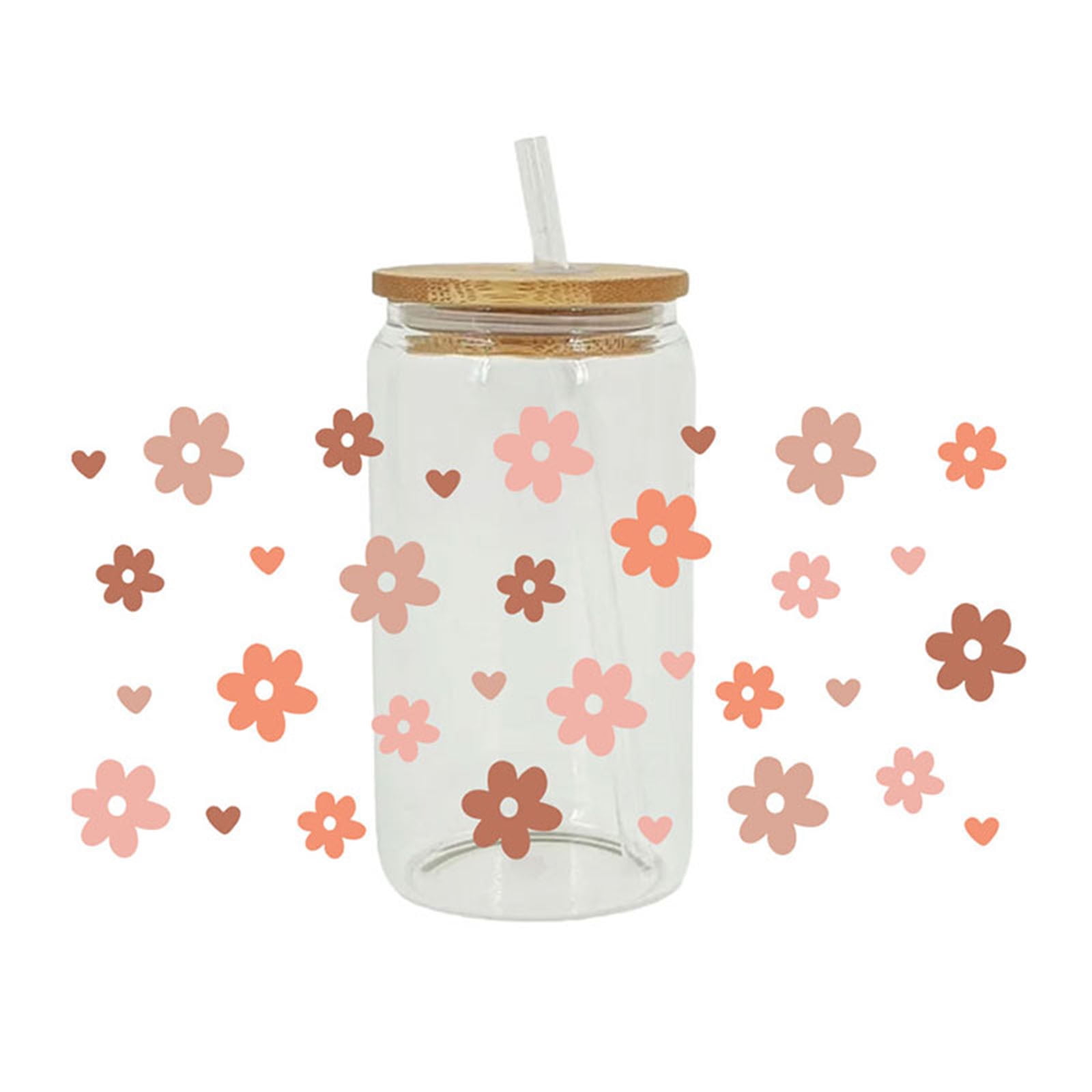 Holloyiver UV DTF Cup Wrap Transfer Sticker for Glass Coffee Cups ...