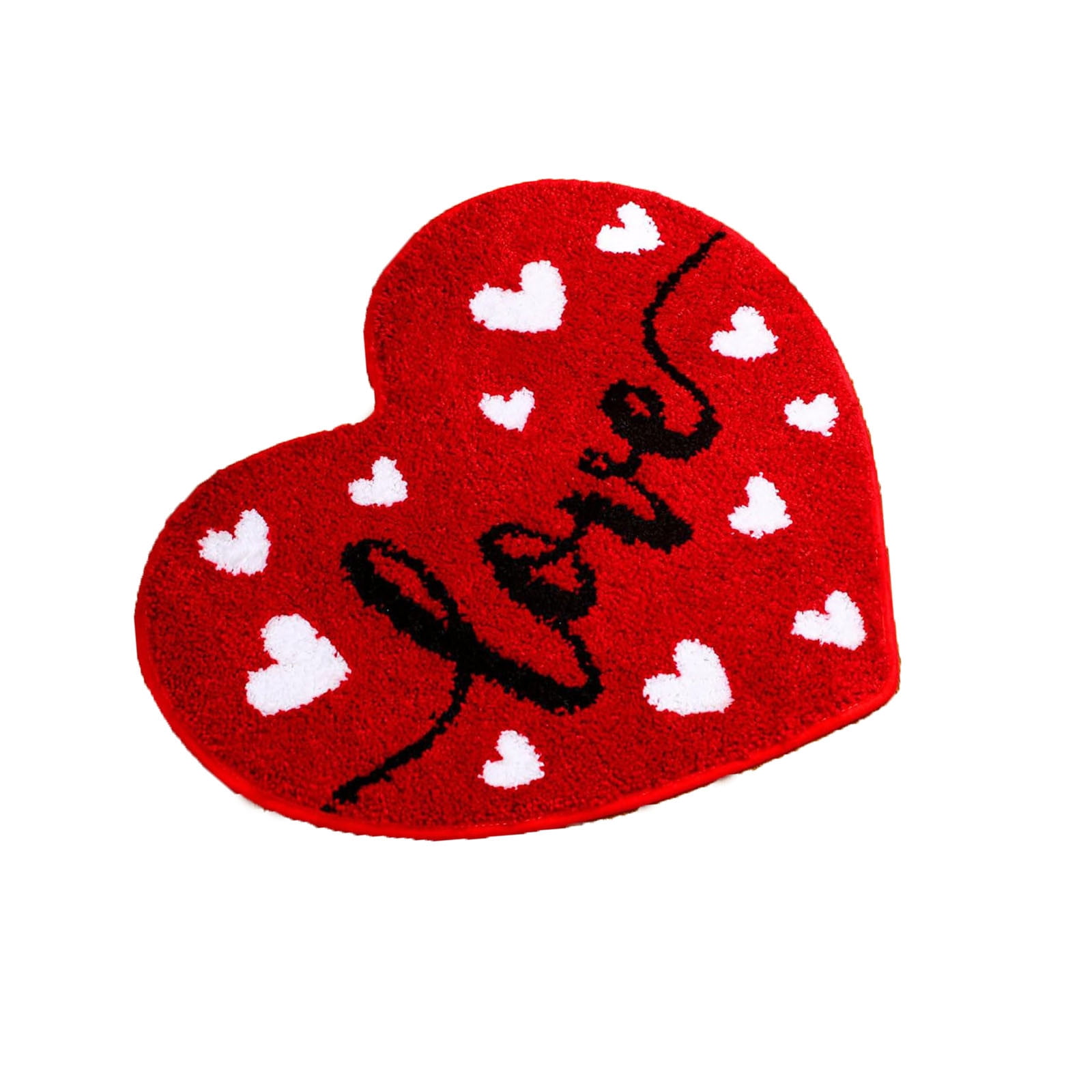 Holloyiver Valentine's Day Bathroom Rug, Red White Heart Bath Rugs ...