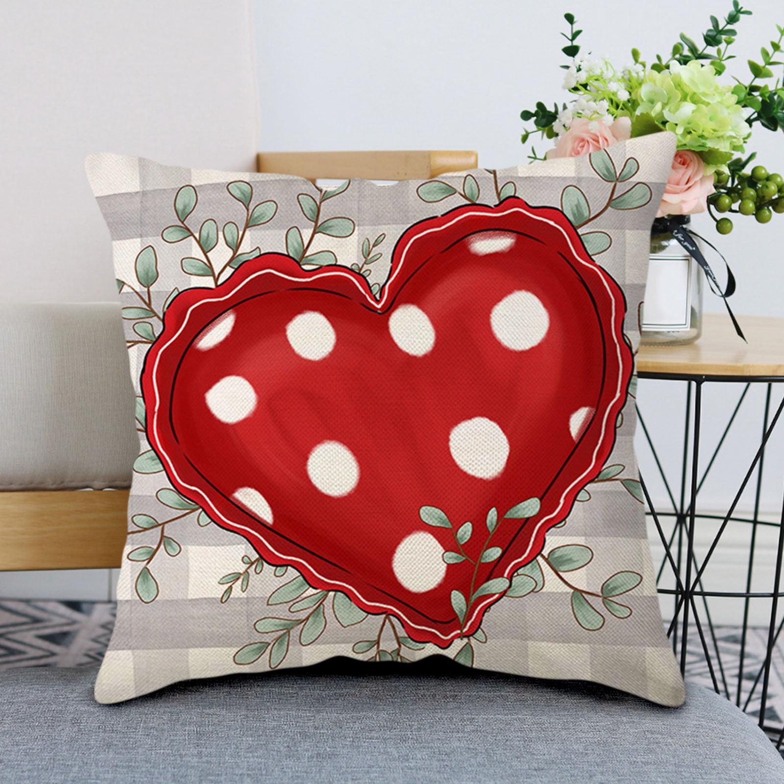 Holloyiver Valentines Day Pillow Covers, 18x18 Inch Love Heart Throw ...