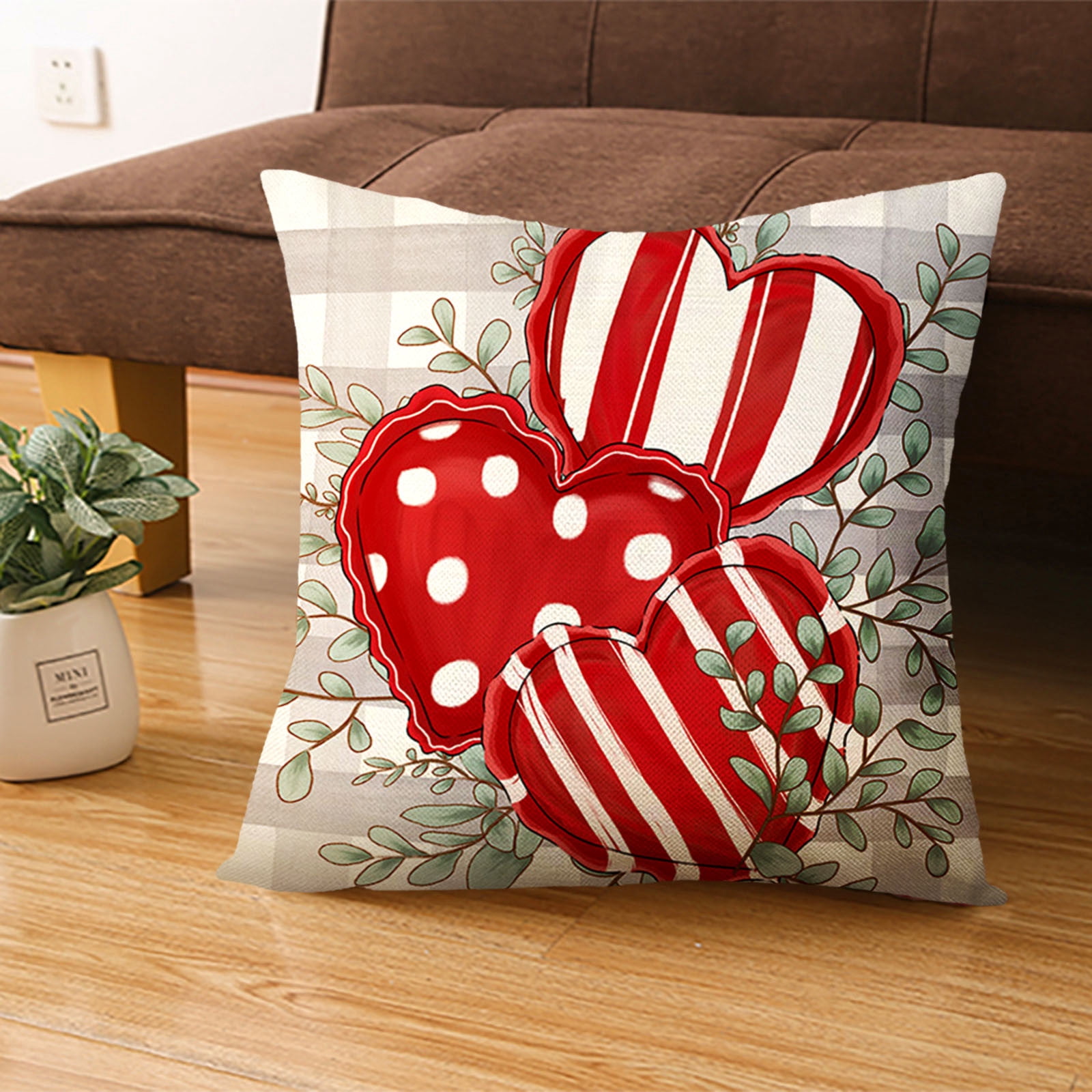 Holloyiver Valentines Day Pillow Covers, 18x18 Inch Love Heart Throw ...