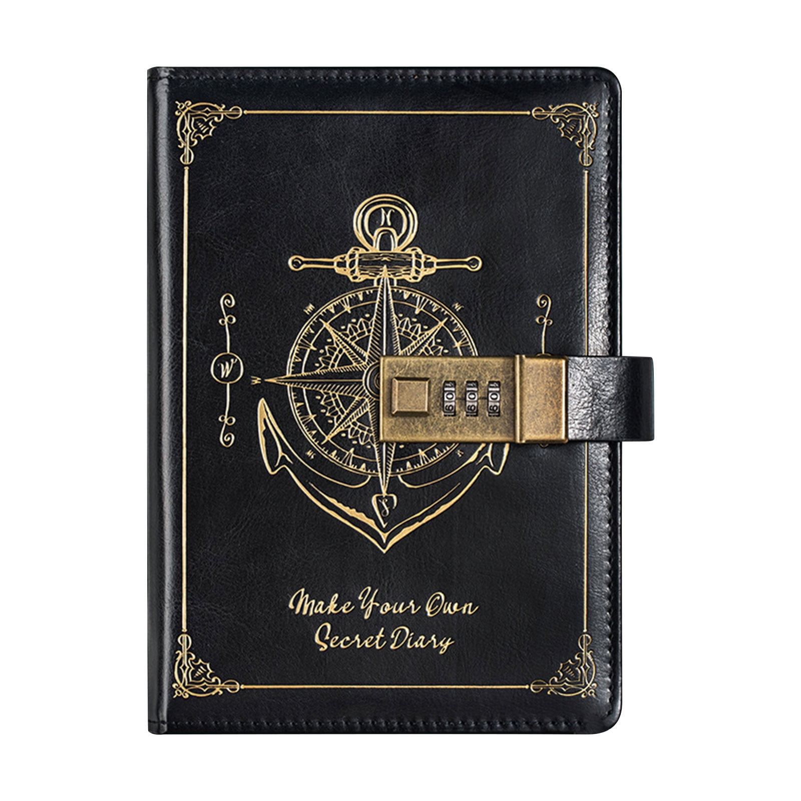 Holloyiver Vintage Leather Journal Notebook with Combination Lock, B6 ...
