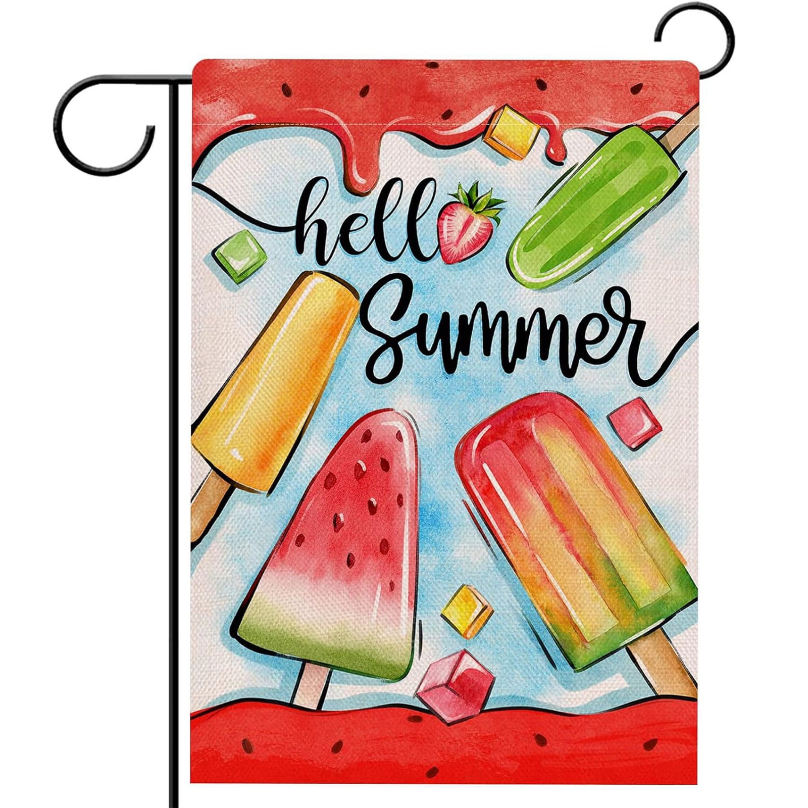 Holloyiver Welcome Summer Watermelon Popsicles Decorative Flag, Fruit ...