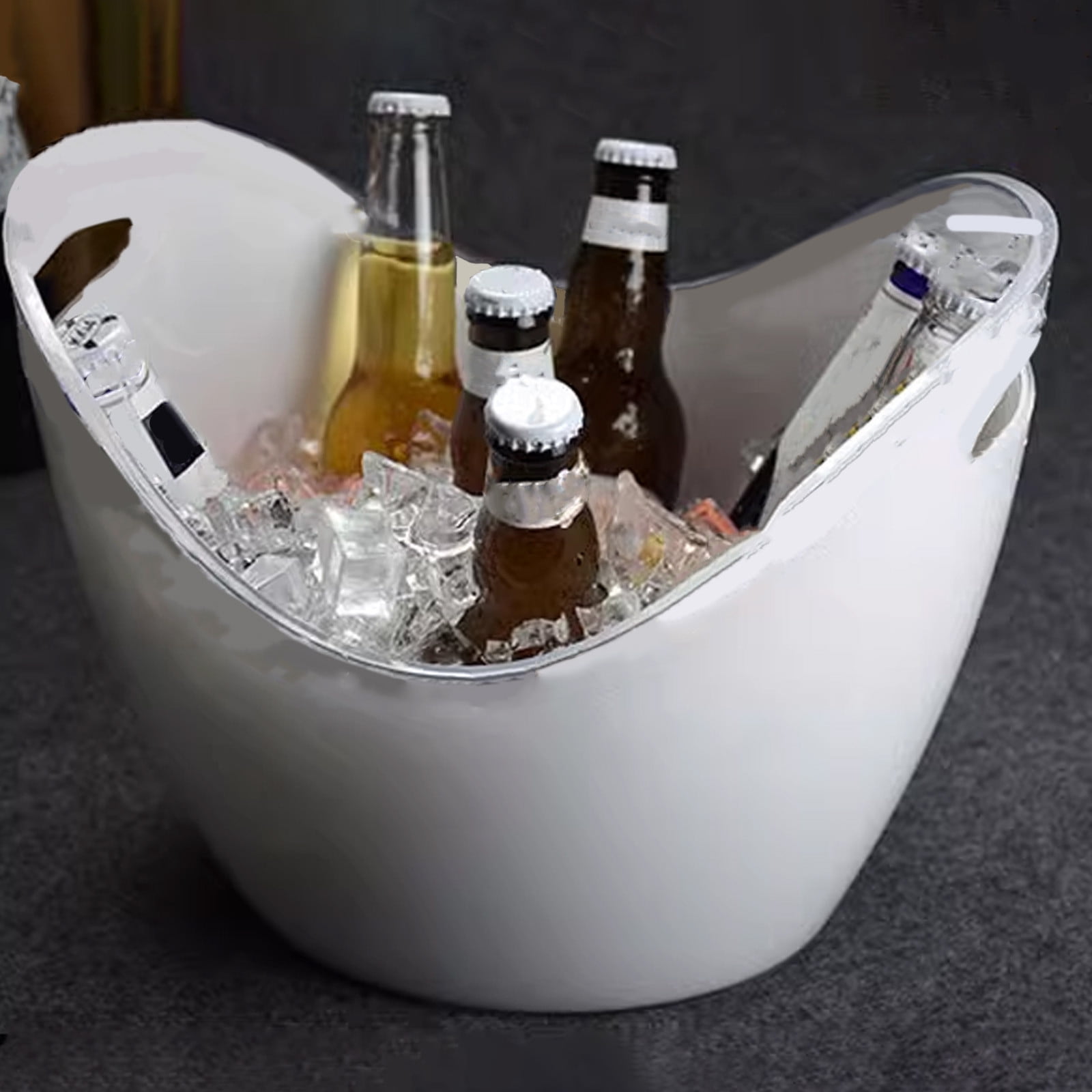 Holloyiver White Ice Bucket, 4 Liter Beverage Tub Champagne Wine Bucket ...