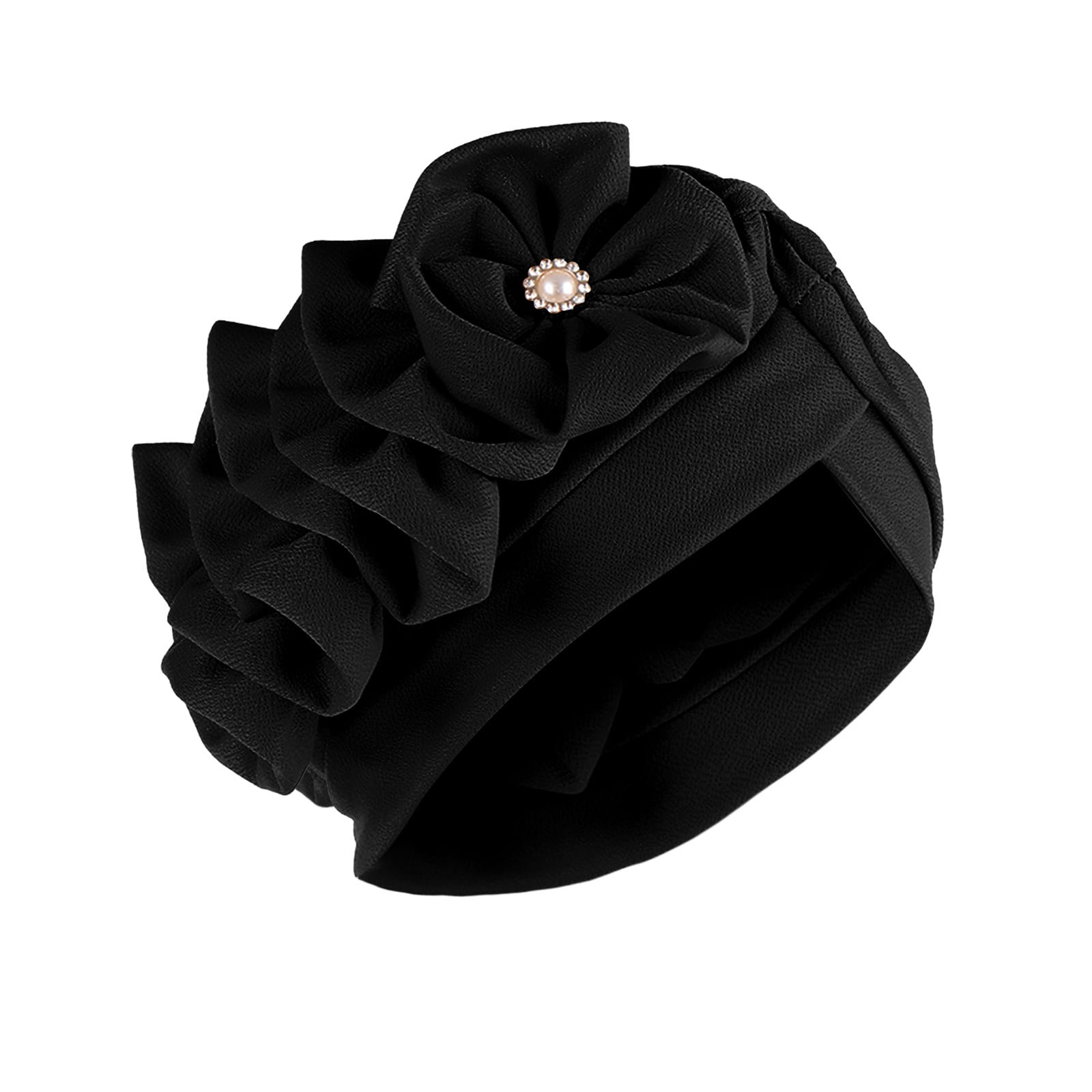 Holloyiver Women Solid Floral India Muslim Ruffle Chemo Hat Headwear ...