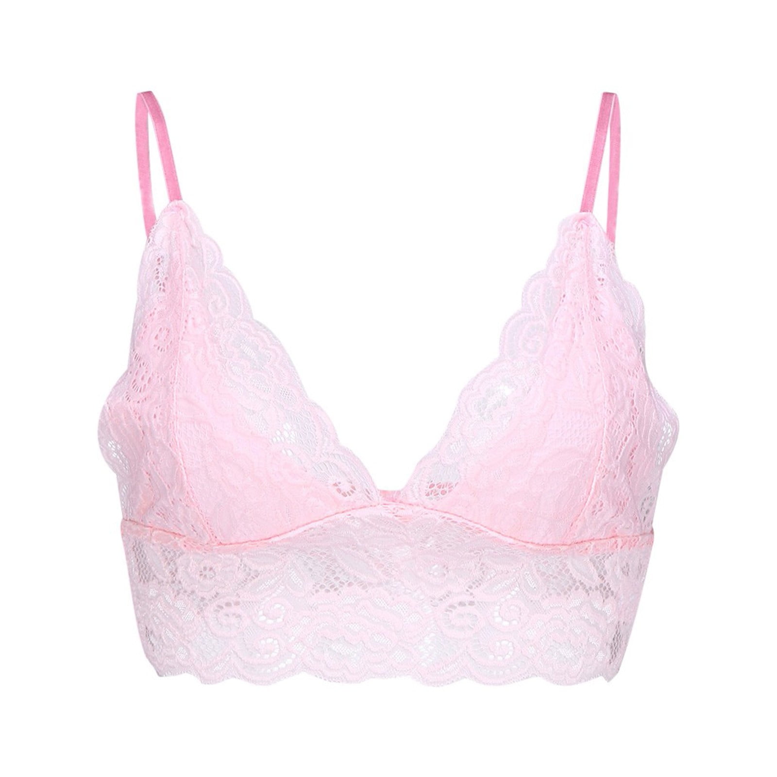 Holloyiver Women's Lace Edge Vertical Stripe Back Bra Padded Bra ...