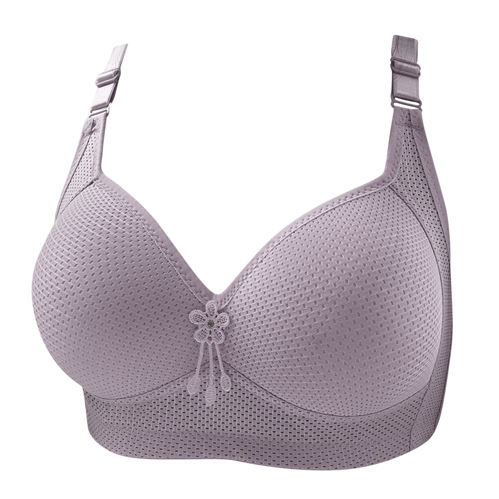 Holloyiver Women's Lace Edge Vertical Stripe Back Bra Padded Bra ...