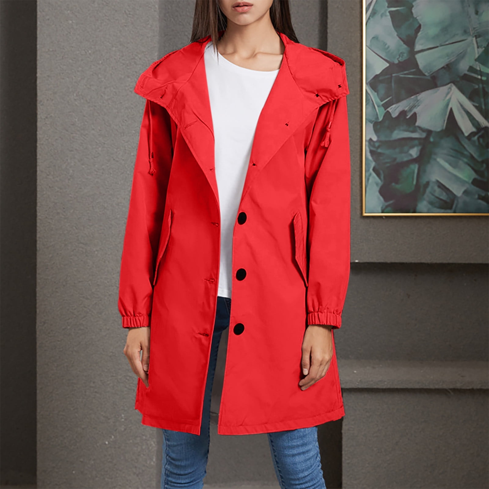 Holloyiver Women's Long Waterproof Windproof Breathable Raincoat Jacket ...