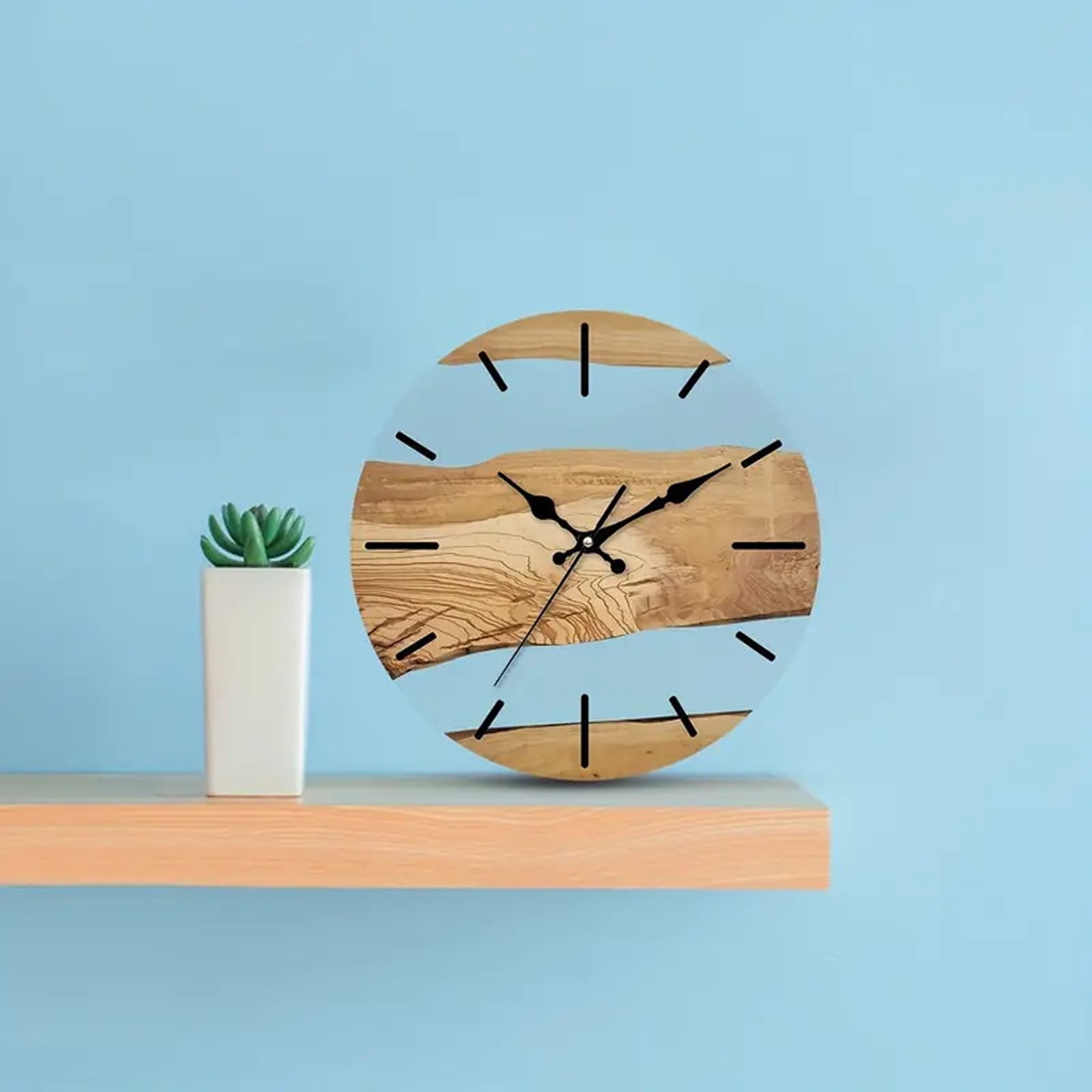 Holloyiver Wood Grain Wall Clock, Silent Non-Ticking, 12 inch Rustic ...