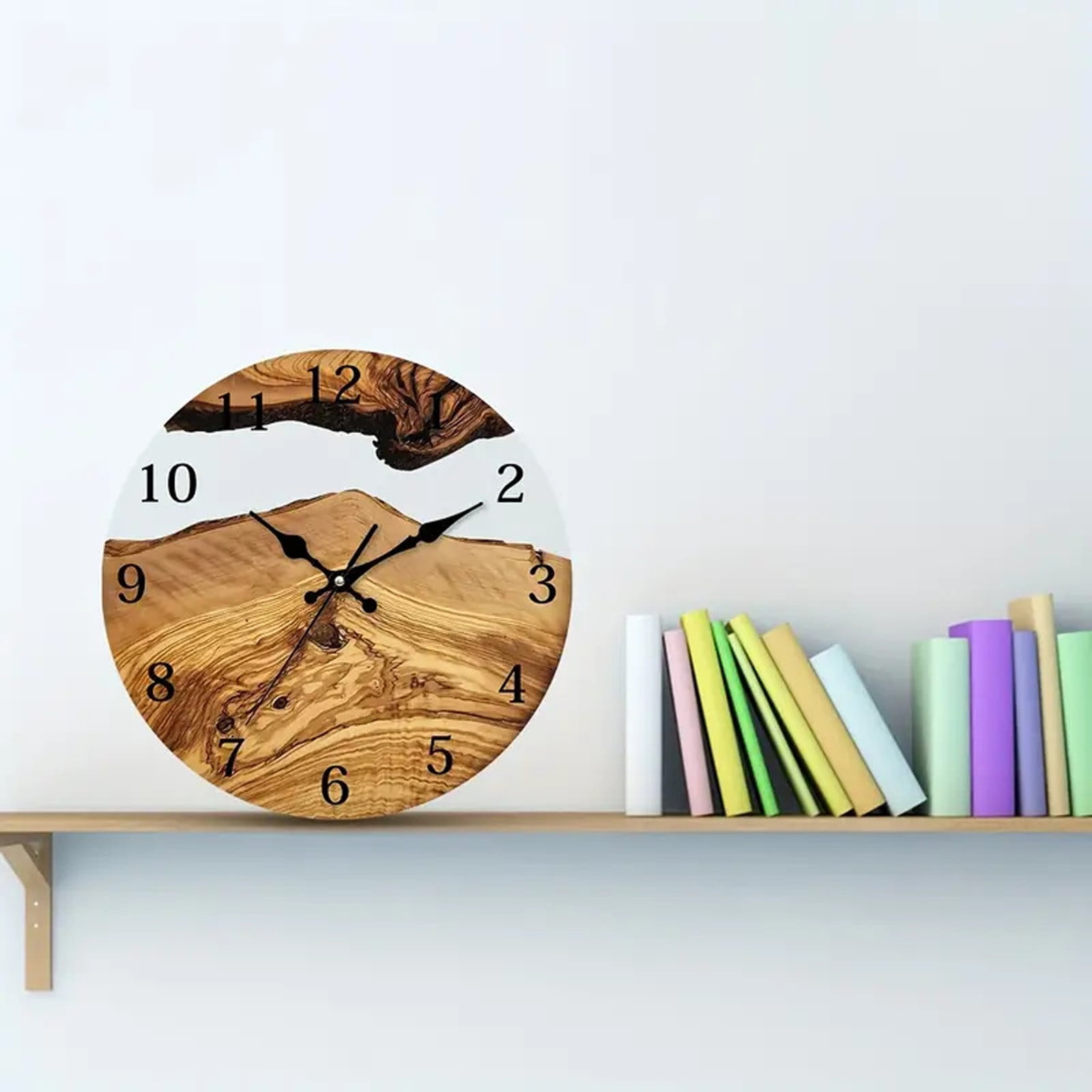 Holloyiver Wood Grain Wall Clock, Silent Non-Ticking, 12 inch Rustic ...