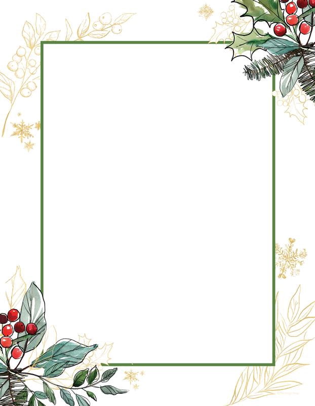 Holly Berries Letterhead Printer & Copy Christmas, Holiday Paper, 100 ...