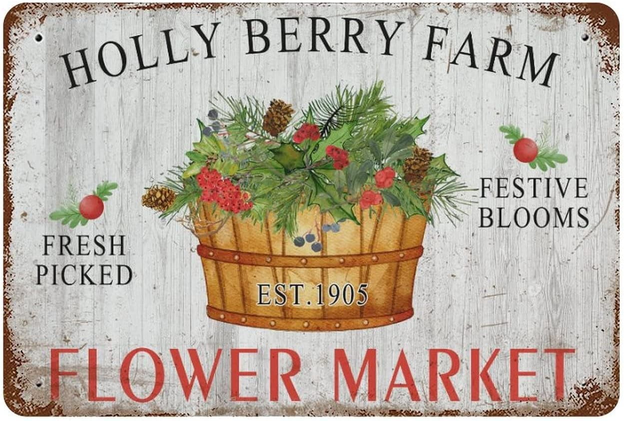 Holly Berry Farm Metal Aluminum Sign Vintage Farmhouse Wall Decor ...