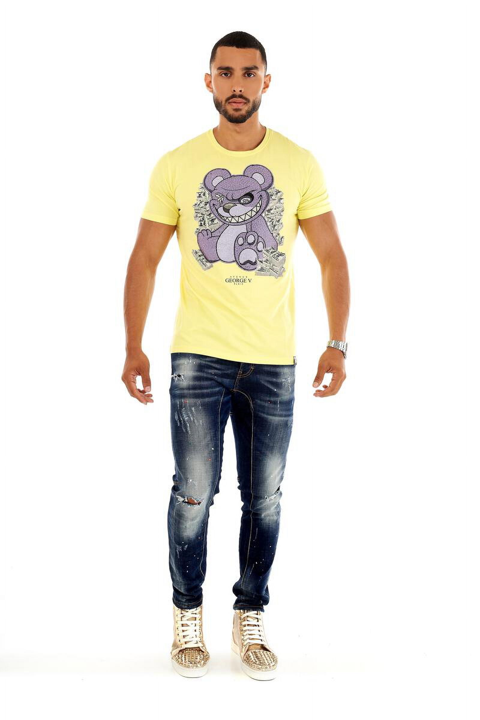 Holly Chic LA Avenue George V Paris Men's Yellow T-Shirt Teddy Bear ...