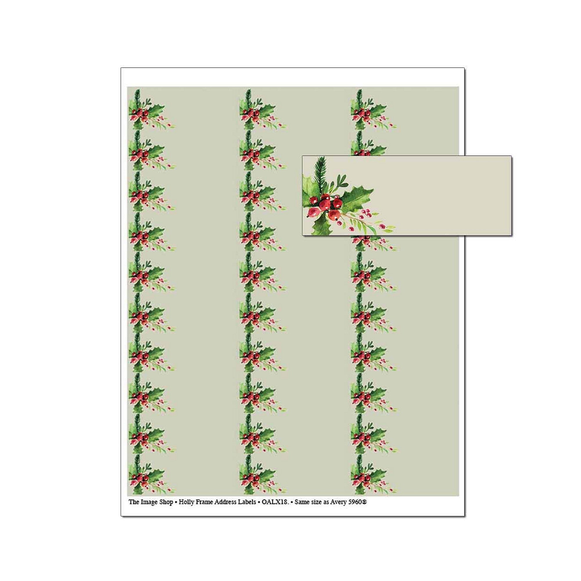 Holly Frame 30-Up Address Labels - 5 Sheets/150 Labels Total - 1" x 2. ...
