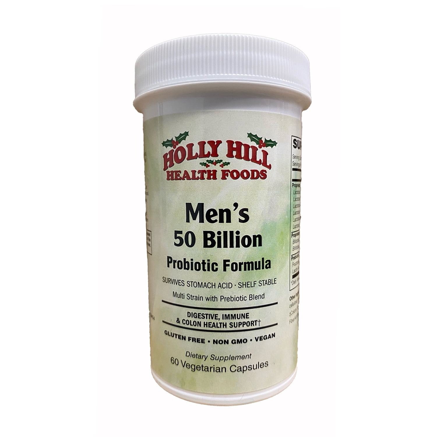Holly Hill Health Foods Men's 50 Billion Probiotic Formula, 60 ...