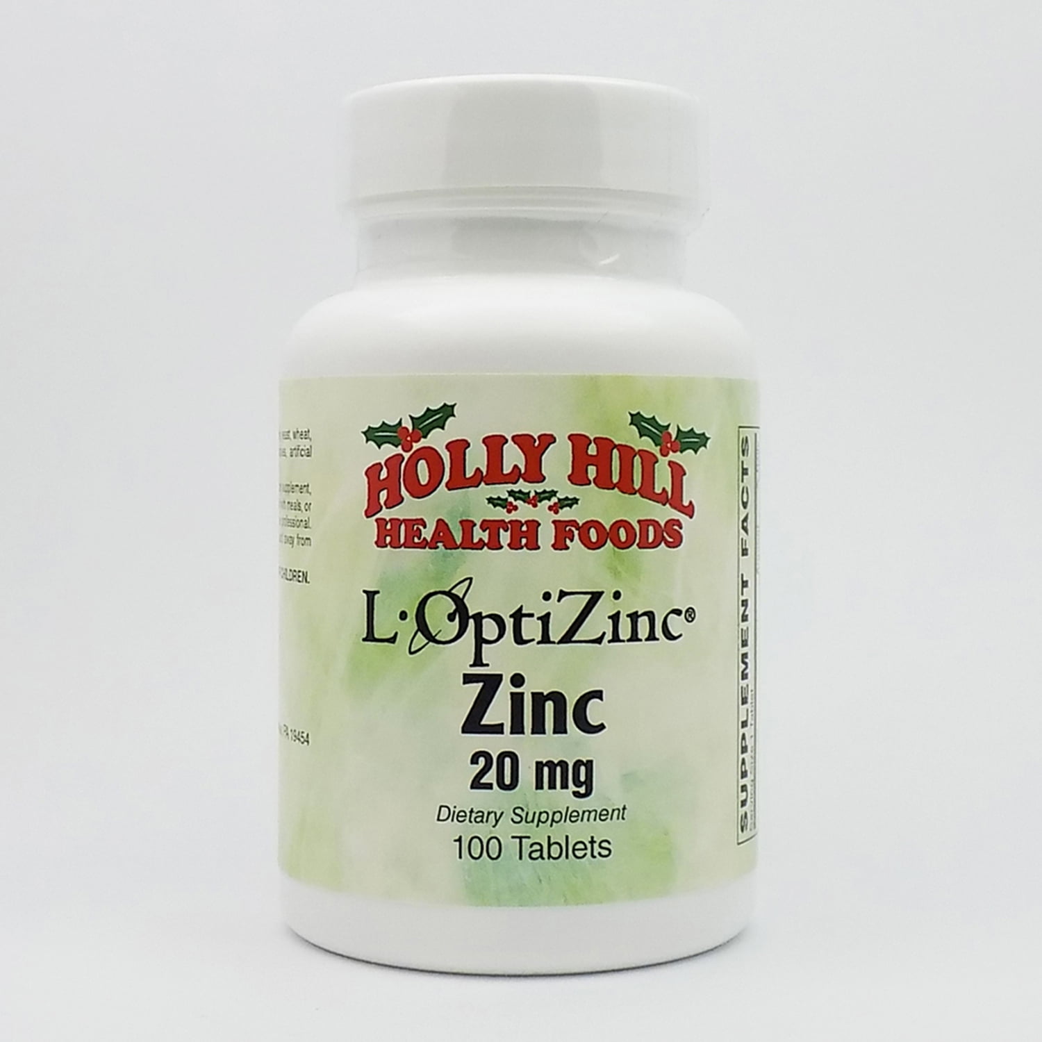 Holly Hill Health Foods, Zinc (20 MG from L-OptiZinc), 100 Tablets ...