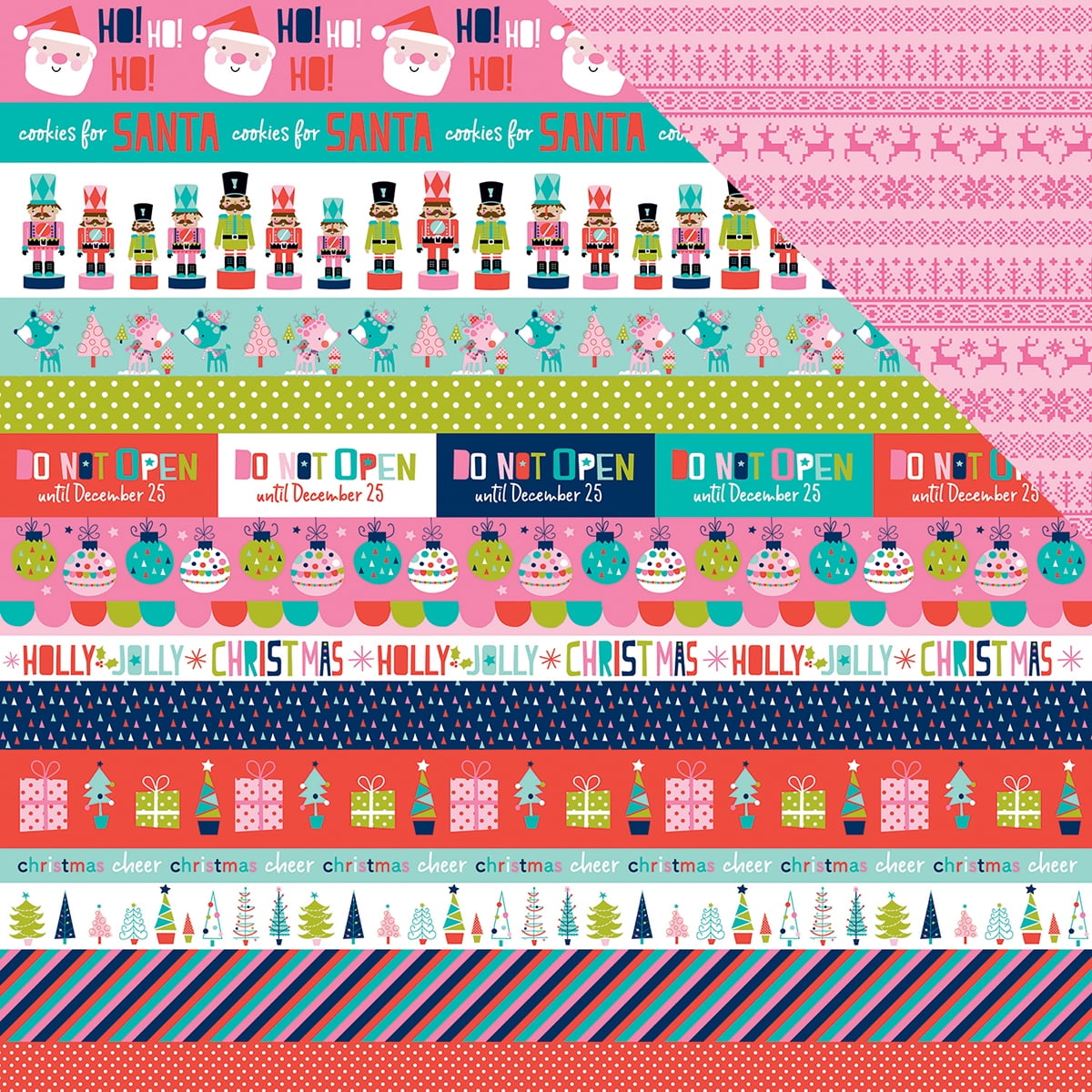 Holly Jolly Christmas Double-Sided Cardstock 12"X12"-Borders - Walmart.com