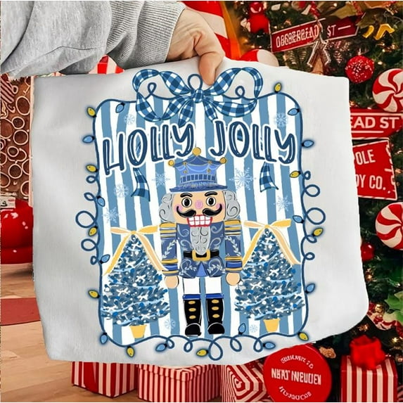 Holly Jolly, Gold Glitter Chinoiserie Christmas Tree, Blue Christmas ...