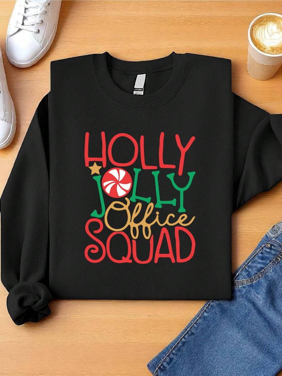 Holly Jolly Office Squad Sweatshirt, Work Christmas Party Crew Neck ...