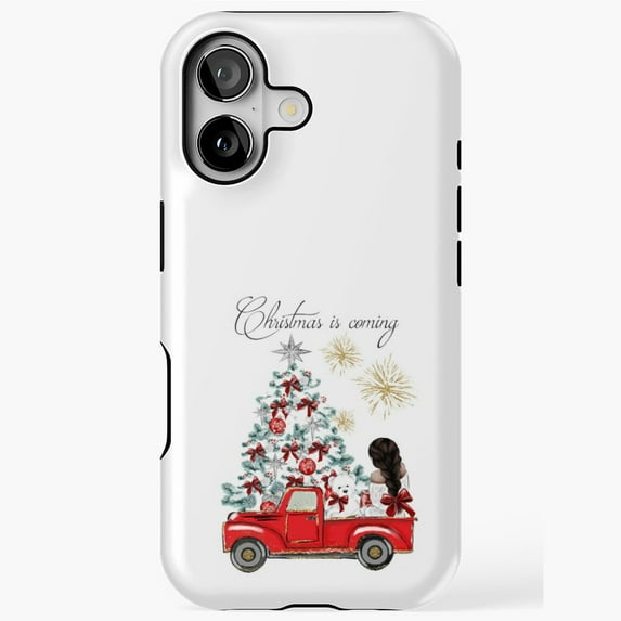 Holly Jolly Red Truck Glitter Holiday Phone Case for iPhone 11 12 13 14 ...