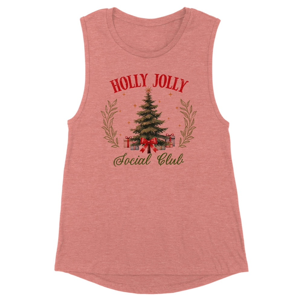 Holly Jolly Social Club Women's Muscle Tank X-Large Desert Pink ...