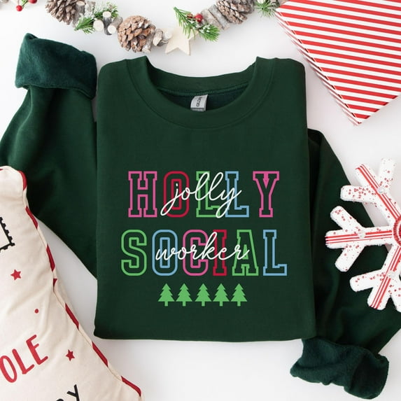 Holly Jolly Social Worker Sweatshirt, Social Worker Sweatshirt, Social ...