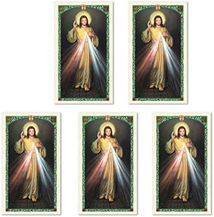 Holly Lines Five-Pack Divine Mercy Image Laminated Holy Cards with Full ...